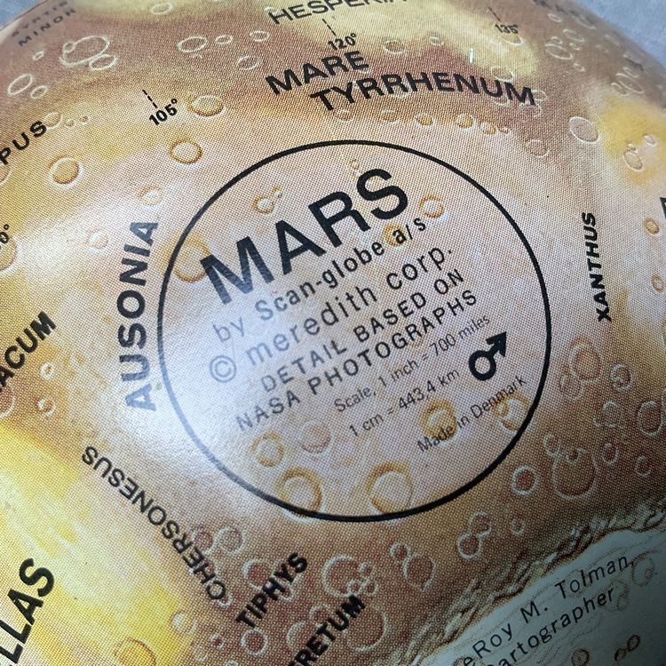 🔴 Mars Globus – Scan-globe – Made in Denmark – 60er Jahre (Gebraucht) in Basel für CHF 19 – mit ...