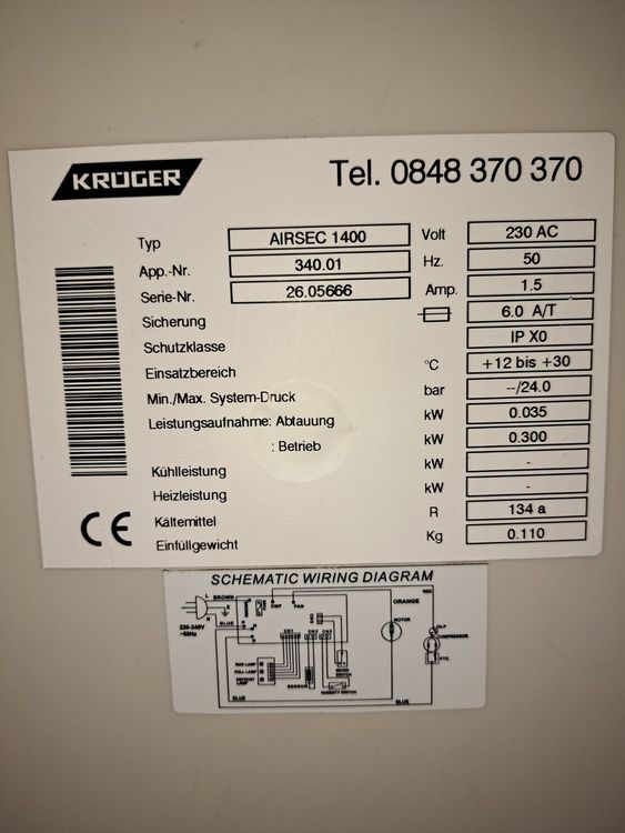 Krüger Airsec 1400 (Gebraucht) in Basel für CHF 105.8 – nur Abholung ...