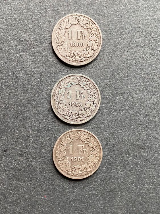 3x 1 Franken 1900 - 1901 seltene Jahrgänge (Gebraucht) in Zürich für CHF 17.5 – mit Lieferung ...