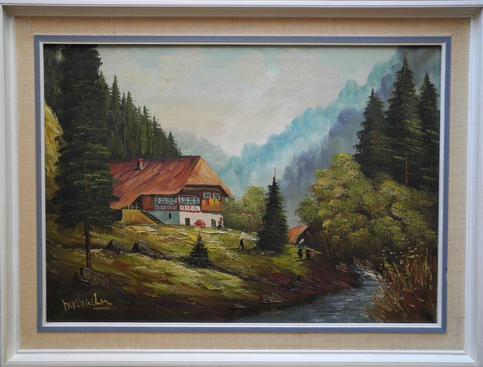 Schwarzwaldhaus am Bach im Tal St-N sign. Mosbacher (Gebraucht) in ...