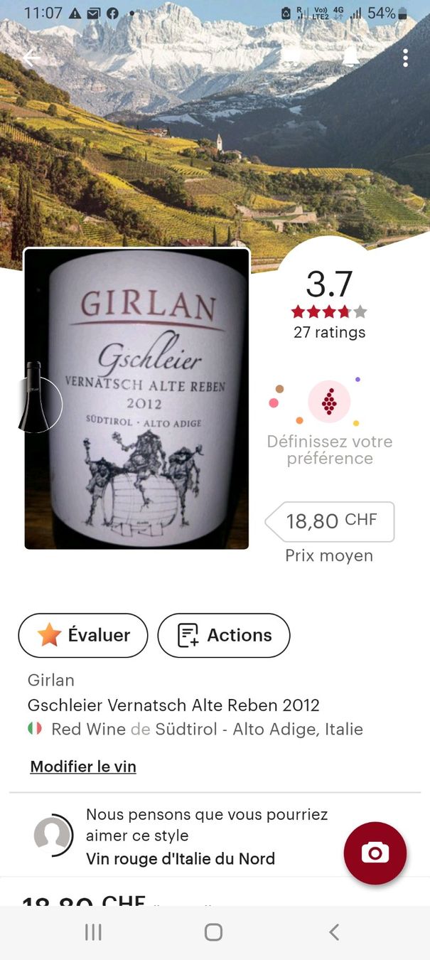 Lot de 3 Girlan Gschleier Vernatsch alte reben 2012 (Neu (gemäss ...