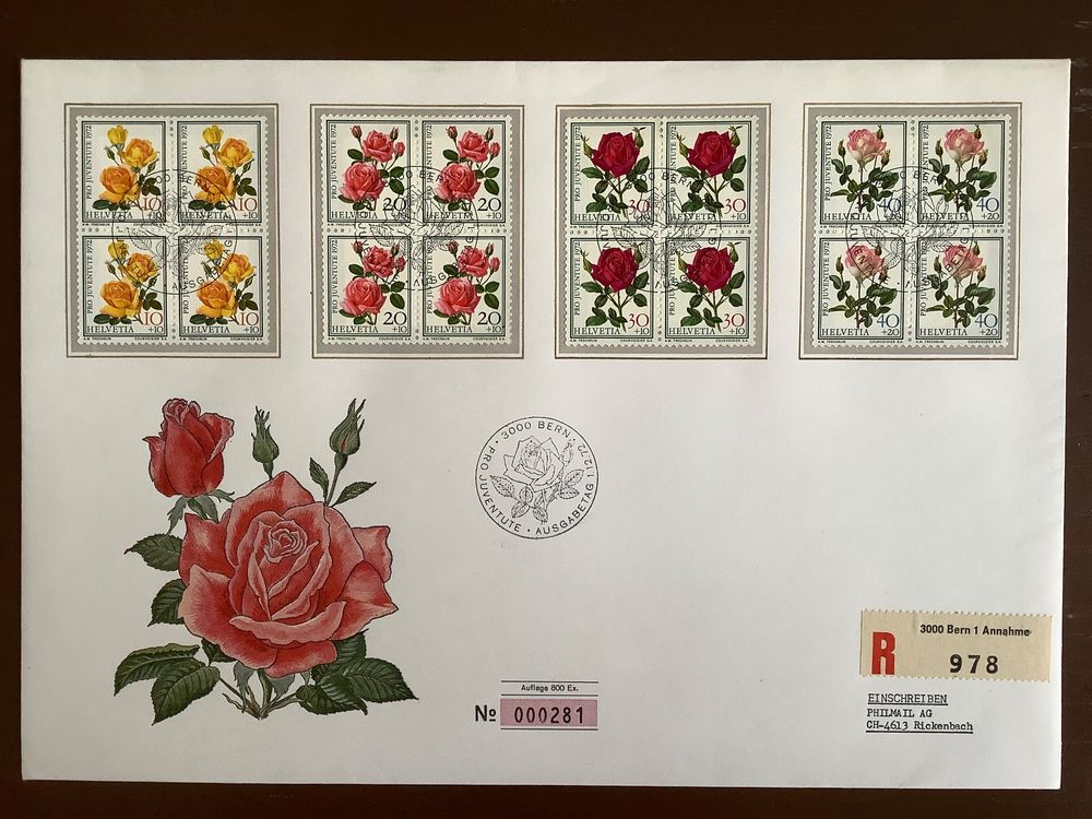 FDC 1972 PJ Rosen Grossbrief Maxibrief Luxusbrief Juventute (Gebraucht ...