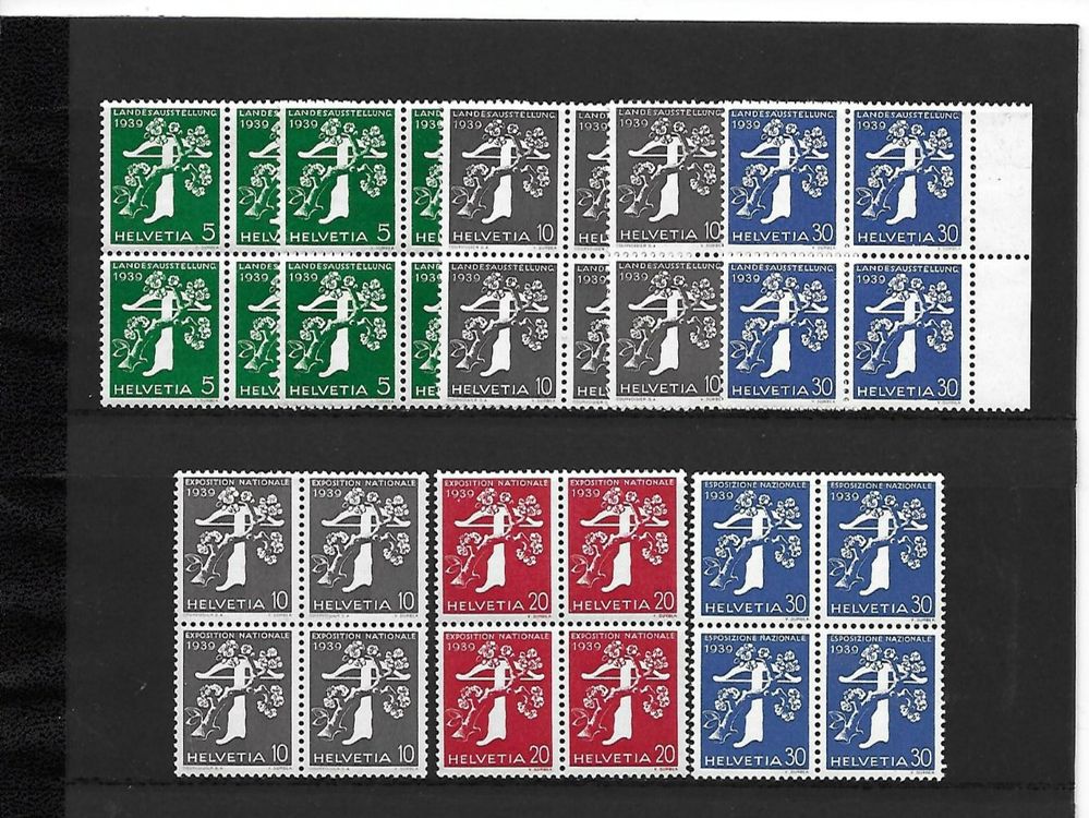 Landi 1939 ** Viererbl.Armbrust Restlot Kat: CHF 156.- (Neu (gemäss Beschreibung)) in Basel für ...