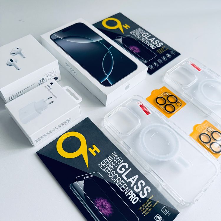 iPhone 16 Pro Max 256GB, AirPods Pro 3, Hülle, Panzer, 20W (Neu und ...