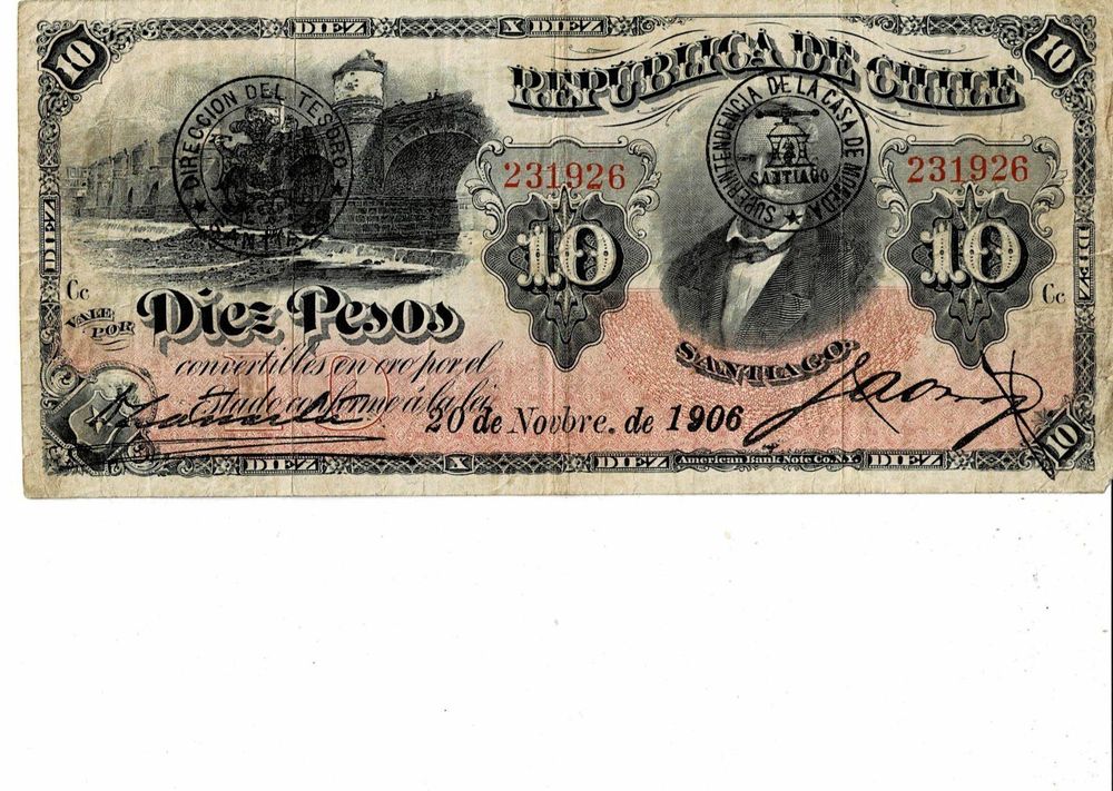 Chile noten 10 pesos 1906 very rare (Gebraucht) in Leibstadt für CHF 68 ...