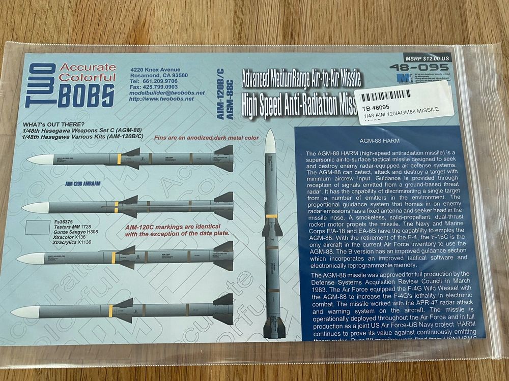1/48 AIM-120B/C AMRAAM,AGM-88C HARM STENCIL DECALS | Kaufen auf Ricardo