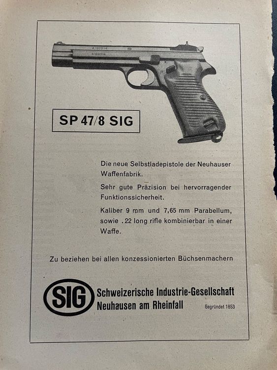 SIG Pistole SP 47/8, Vintage Reklame / Militär (Gebraucht) in Volketswil für CHF 5 – mit ...