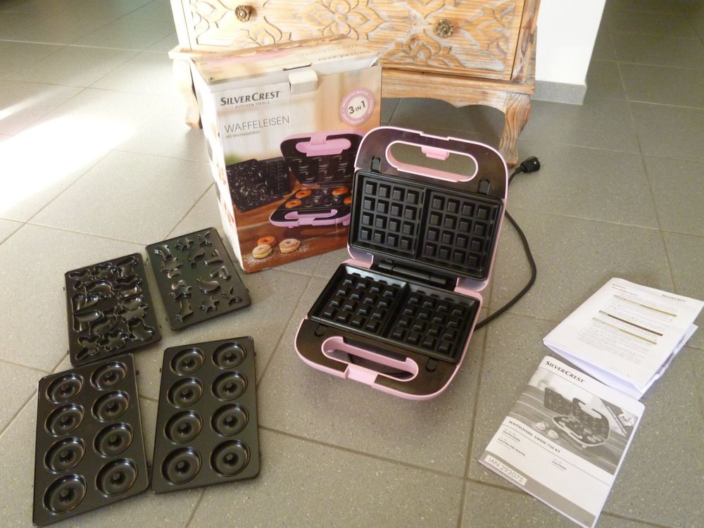 Waffeleisen mit Wechselplatten 3 in 1 Donuts Belgische Waf (Gebraucht ...