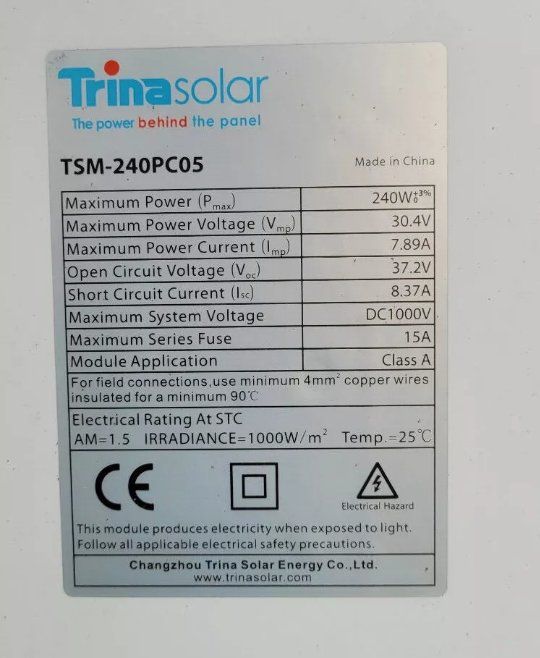 Top Geprüfte Solarmodule Trina Solar 240 Watt MC4 Stecker (Gebraucht ...