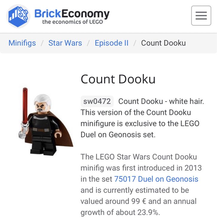 Lego Star Wars Count Dooku Minifigur | Kaufen auf Ricardo