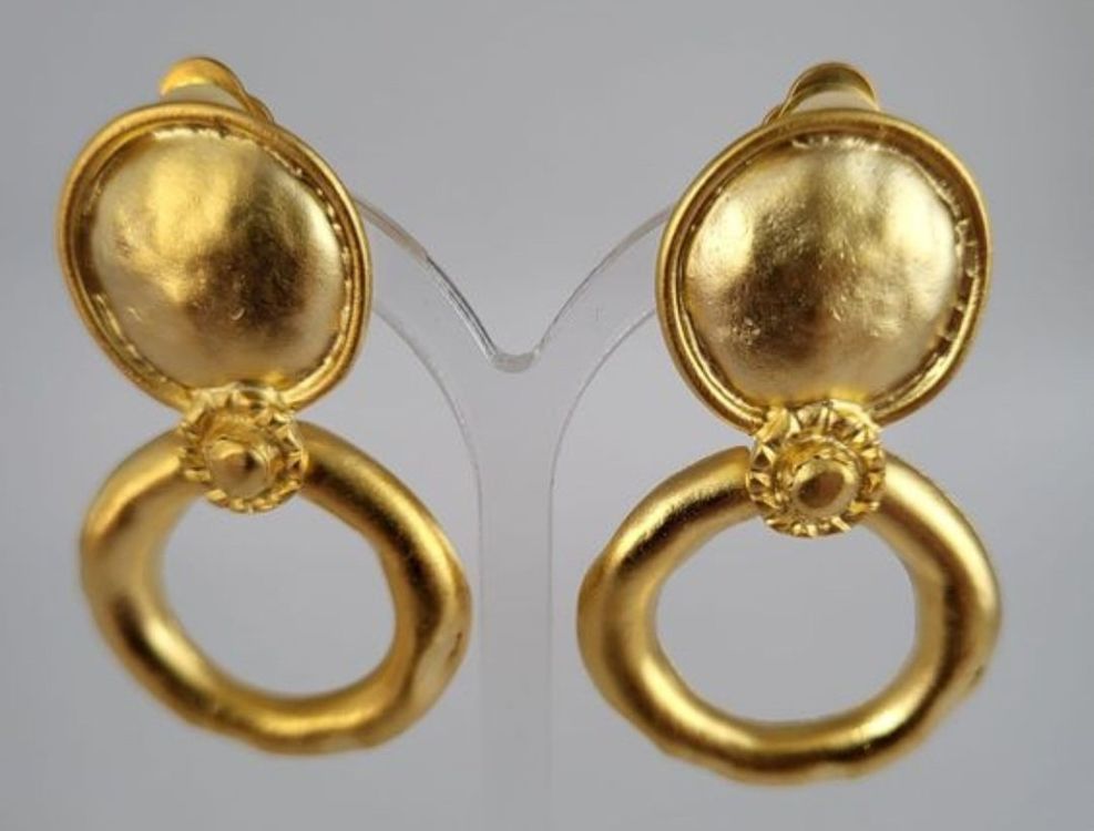 22 K. vergoldete, gehämmerte Desgnerohrhänger Vintage, N.Y. | Kaufen ...