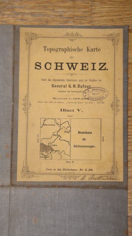 Schweizer Topographische Karte aus dem Jahr 1873 , Blatt V. | Kaufen auf Ricardo