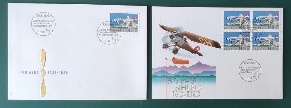 JU - Matterhorn 8.3.88 / FDC 1 + 4er / 50 Jahre Pro Aero | Kaufen auf Ricardo