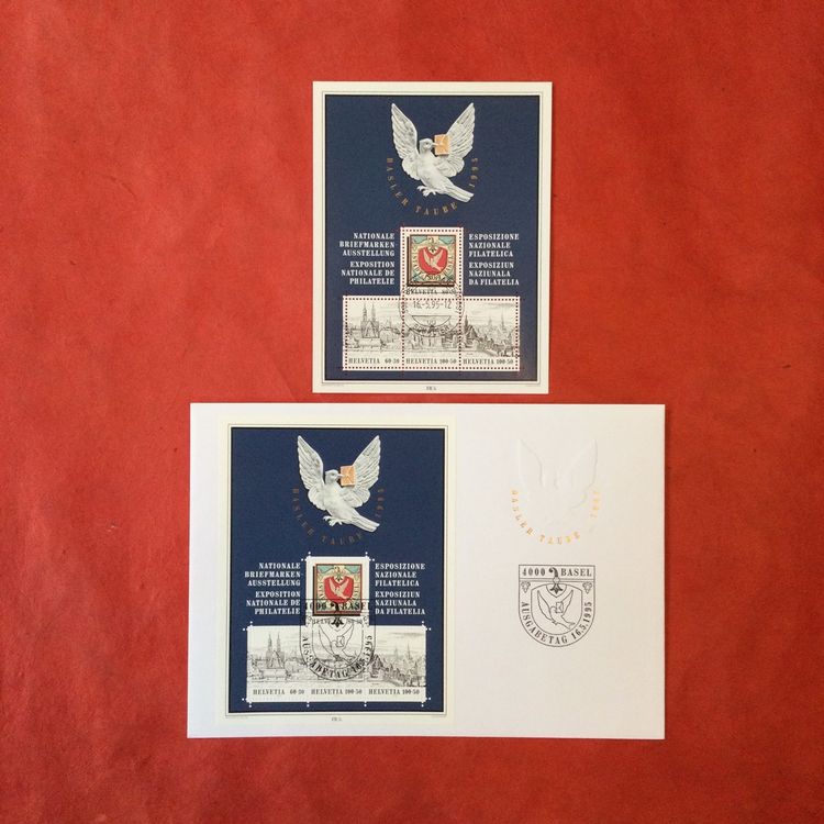 1995 FDC Basler Taube 95 + Block ET gestempelt (Gebraucht) in S. Pietro ...