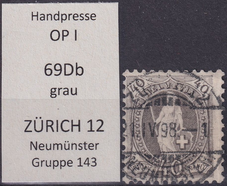 69Db (grau) von ZÜRICH 1898 +Expertenbestimmung (Gebraucht) in Sursee ...