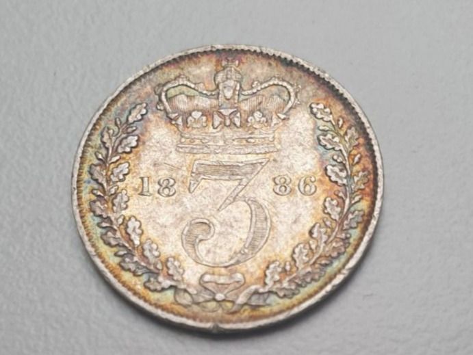 🇬🇧 UK 3 Pence 1886 Victoria Young *** XF Rare *** (Gebraucht) in ...
