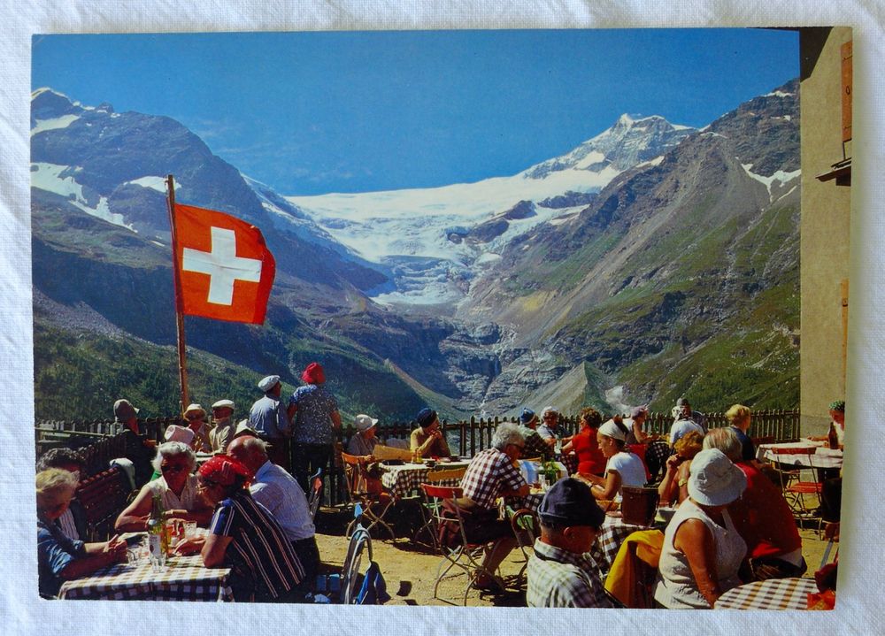 AK ALP GRÜM GR, Ristorante Belvédère, Palü Gletscher, belebt (Gebraucht ...