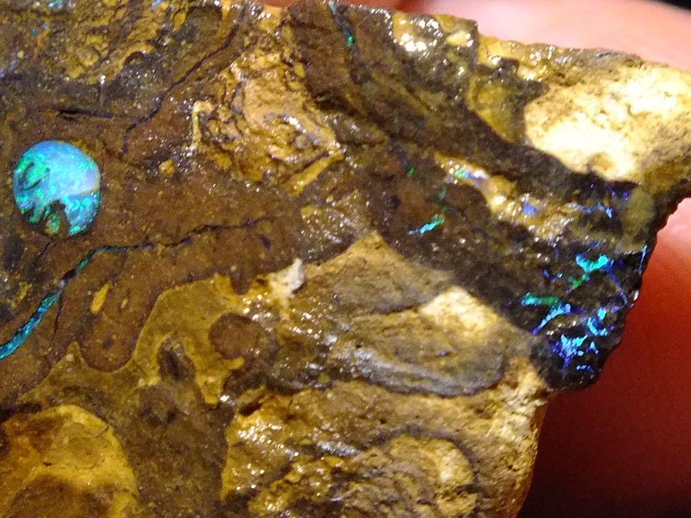BOULDER ROH OPAL 57.35 Karat Gebot 1.- Top Blau Grün Feuer (Neu und ...