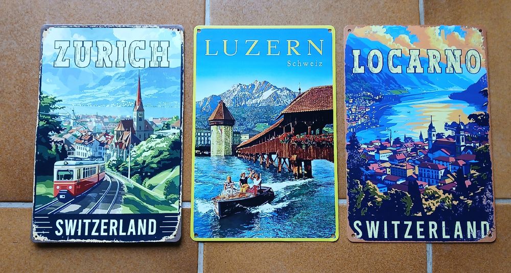 Plaques décoratives Suisse: Zurich, Luzern, Locarno! (D'occasion) à Les ...