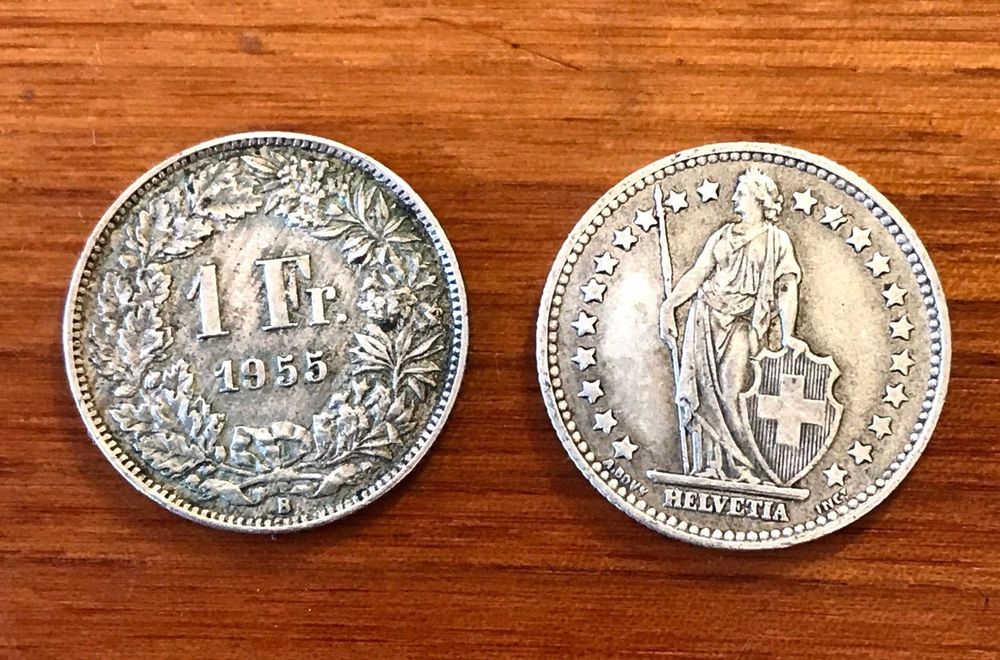 2 Stück 1 Franken Silber Jahrgang 1955 | Kaufen auf Ricardo