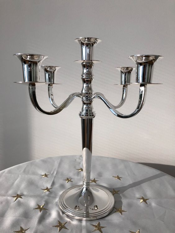 Versilberter Kerzenleuchter NEU, fünfarmig (Neu und originalverpackt ...