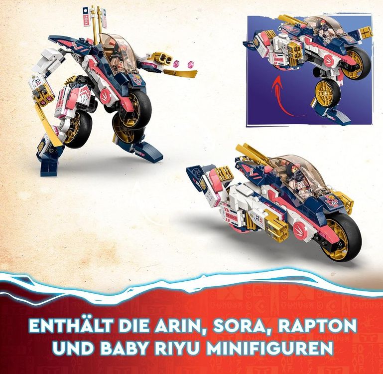 LEGO 71792 NINJAGO Soras transformierender Mech-Bike-Renner (Neu und ...