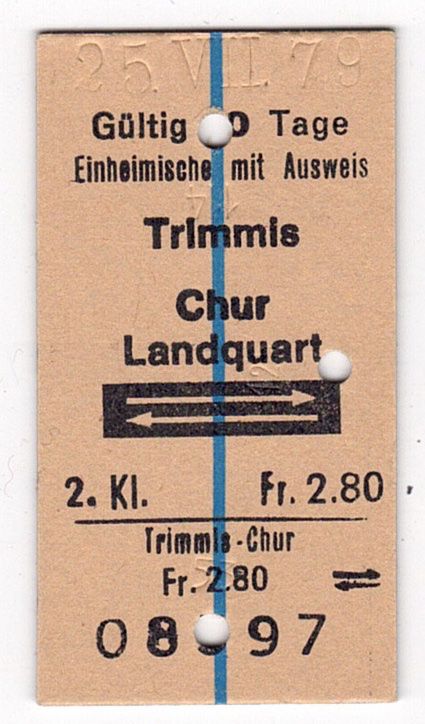 Ticket de train Trimis-Chur-Landquart (Gebraucht) in La Tour-de-Peilz ...