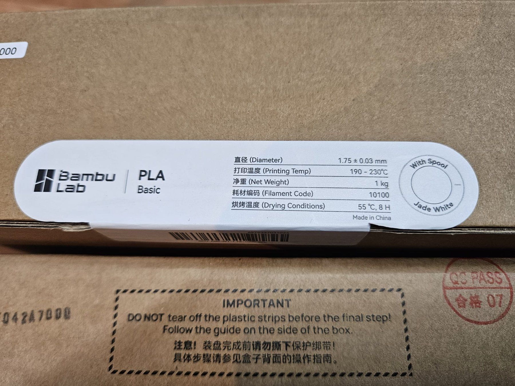 Bambu Lab PLA Basic Jade White (1kg mit Spuhle + 1kg Refill) (Neu und ...