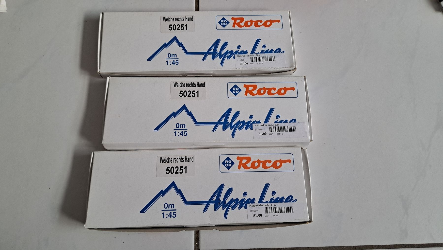 Roco Alpin Line Weichen 50251/52 rechts, links, 3 Stk. 0m (Gebraucht ...