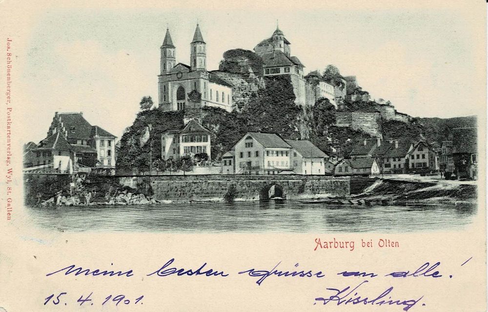 AARBURG bei Olten AG Reliefkarte! gel. 1901! (Gebraucht) in Hergiswil NW für CHF 8 – mit ...