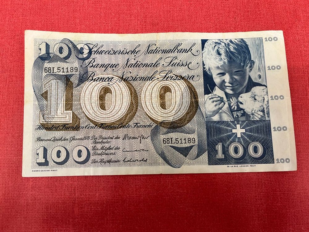 100 Franken Note 5 Januar 1970 wenig gebraucht (Gebraucht) in für CHF ...