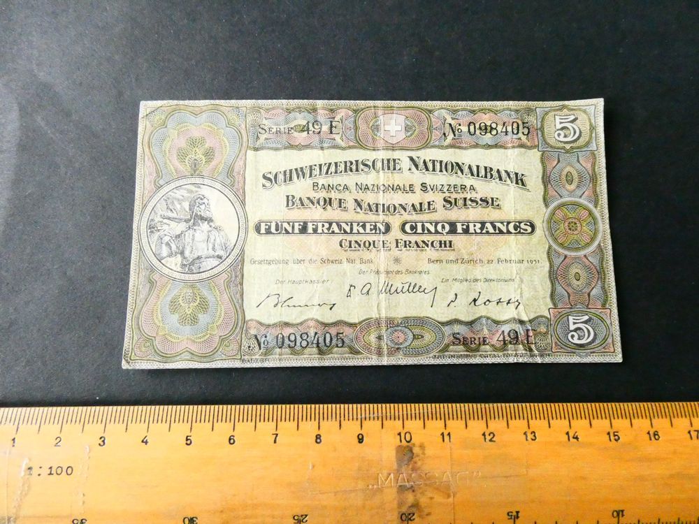Schweiz 1951, 5 Franken (Gebraucht) in Hinterforst für CHF 11 – mit Lieferung auf Ricardo kaufen