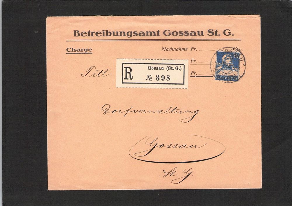 Ortsbrief Betreibungsamt Gossau SG , 26.lll.1926 (Gebraucht) in ...