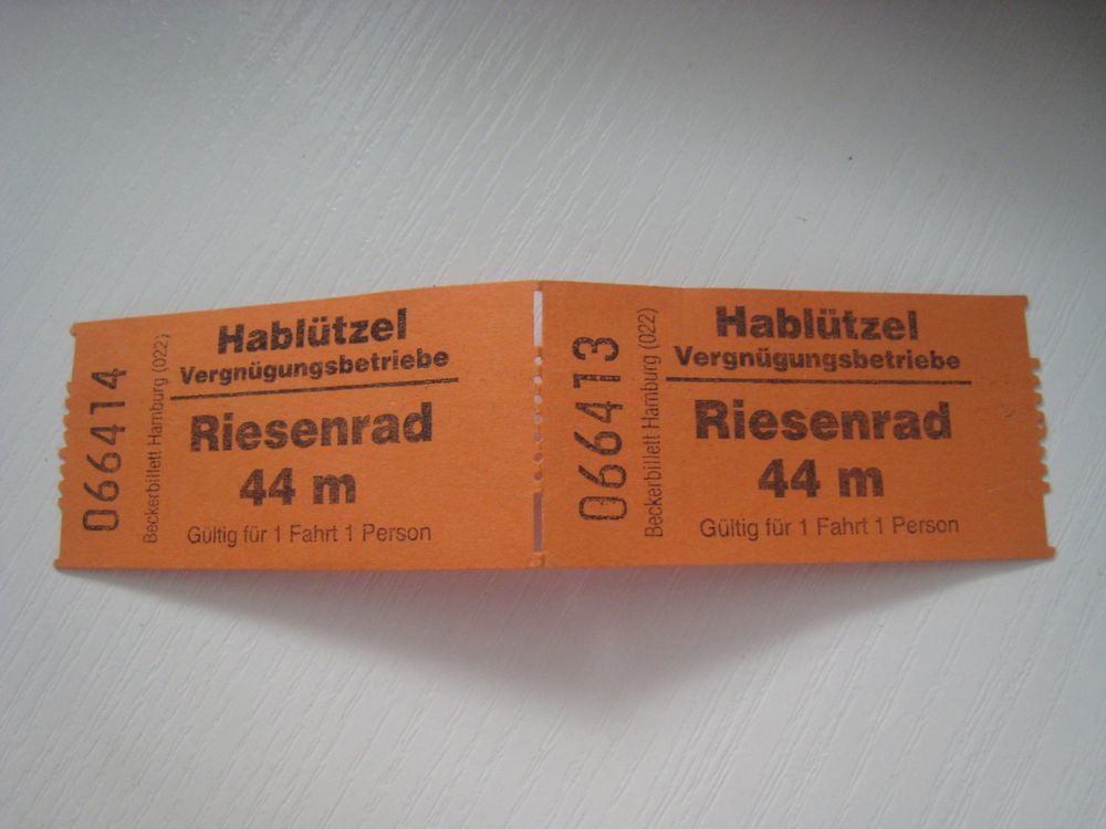 Stk. 2 Abreiss-Tickets Tickets Hablützel Riesenrad 44 m (Neu (gemäss ...