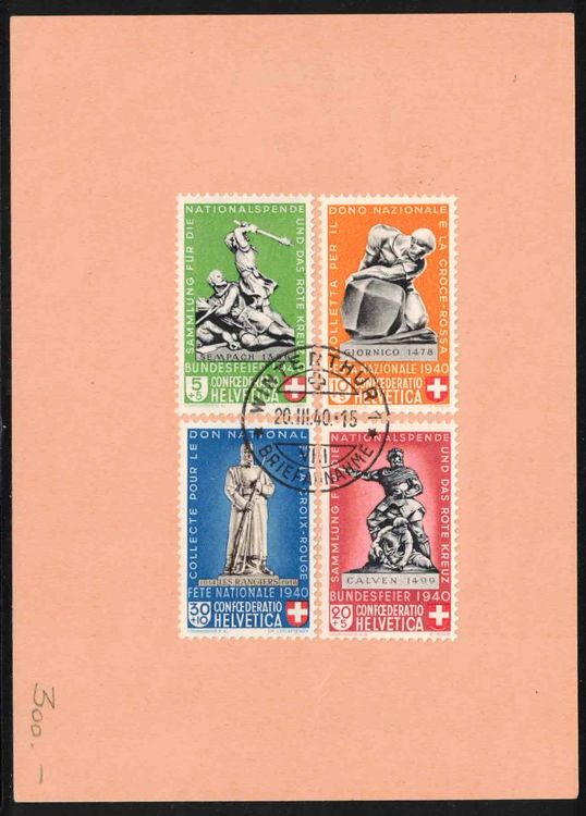 Pro Patria 1940 FDC, Serie auf Karte ET-Stempel "20.III.40" (Neu (gemäss Beschreibung)) in ...