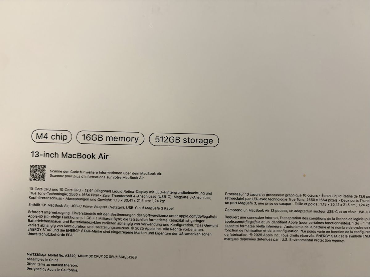 MacBook Air 13 (2025) M4 10-Core GPU 16 GB RAM 512 GB (Neu und ...