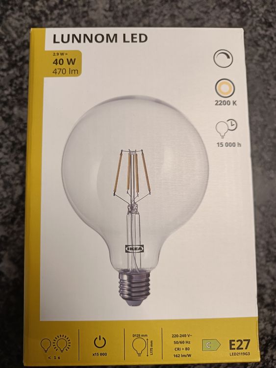 3x IKEA LUNNOM LED Filament Birne E27 40W Neu OVP (Neu und ...