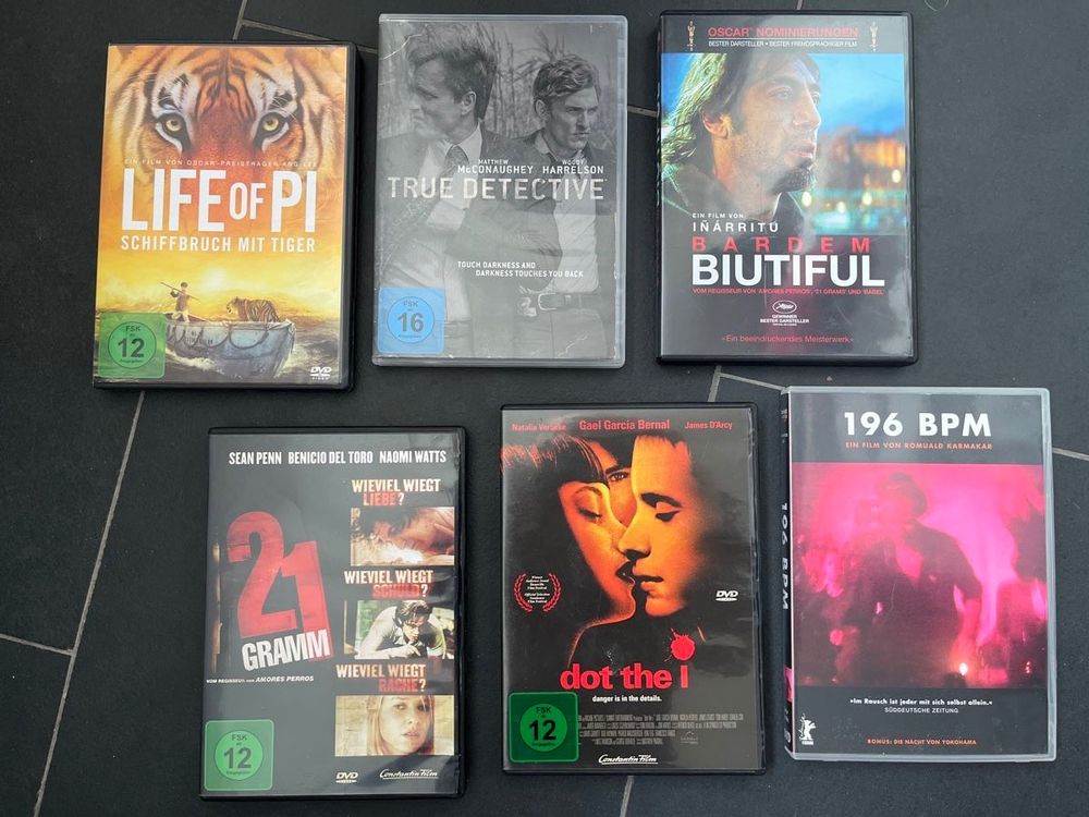 6-DVD-Set / 196 BPM, dot the I, Life of PI, Biutiful, 21 g (Gebraucht ...
