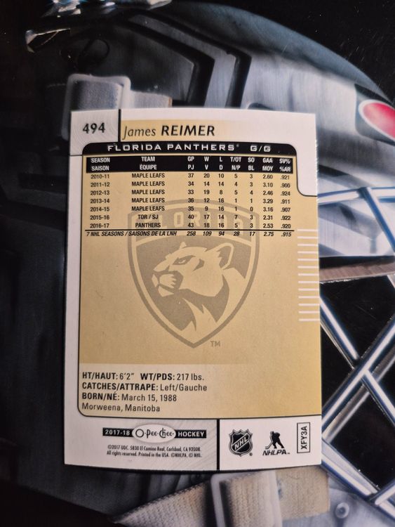NHL James Reimer Florida Panthers (Gebraucht) in Treiten für CHF 3 ...
