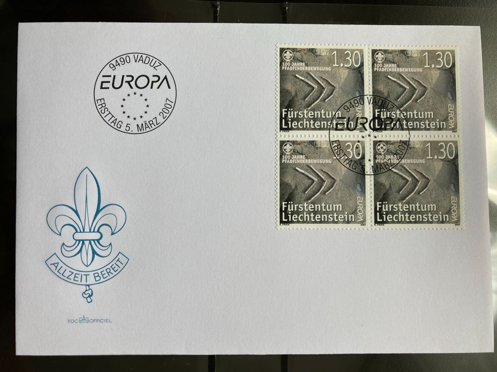 Liechtenstein 2007 Ersttagsbrief 4er-Block Pfadfinder | Kaufen auf Ricardo