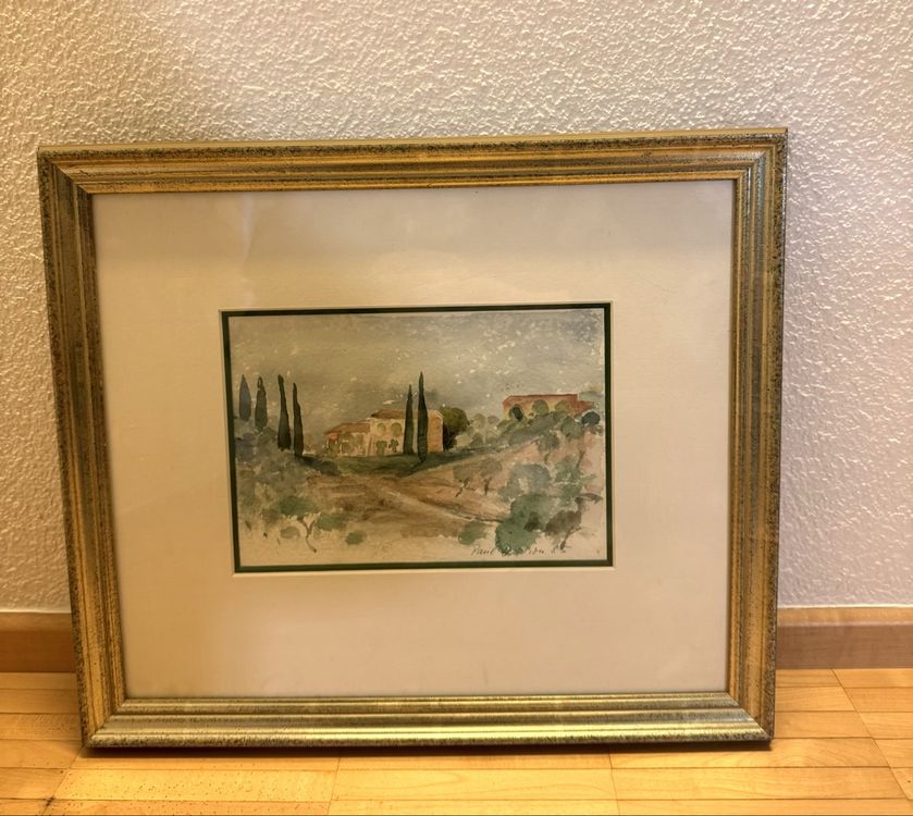 Paul Derron – signiertes Aquarell – Original – gerahmt (Neu (gemäss ...