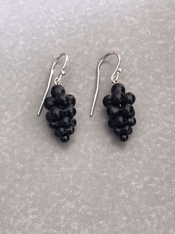 JET GAGAT antike Ohrhänger TRAUBEN 35mm apart und sehr RAR (Gebraucht ...