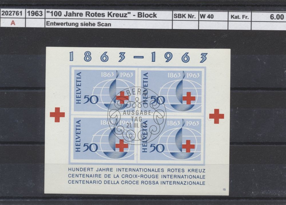 1963 "100 Jahre Rotes Kreuz" - Block, ET - Stempel (Gebraucht) in ...
