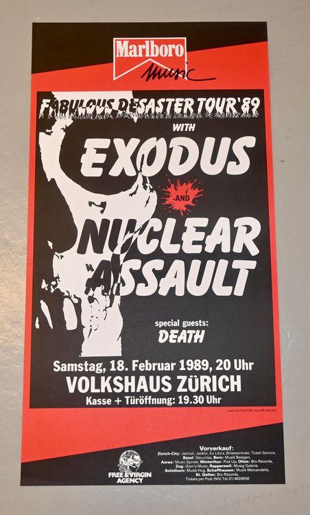 EXODUS Nuclear Assault ORGINAL KONZERT PLAKAT 1989 Death (Gebraucht) in ...
