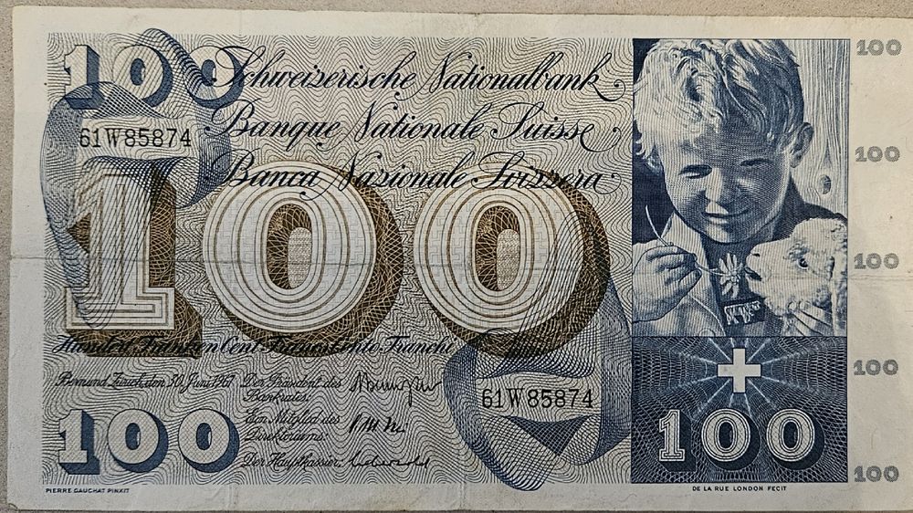 Banknote 100 Chf (Gebraucht) in Waltenschwil für CHF 45 – nur Abholung auf Ricardo kaufen