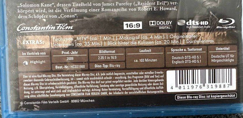 Solomon Kane Blu-ray - Top Zustand - Filmklassiker! (Gebraucht) in ...