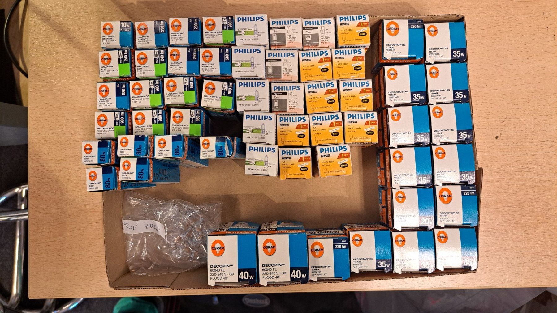 Halogenlampen, klein, Set mit verschiedenen Typen wie Bild (Gebraucht ...