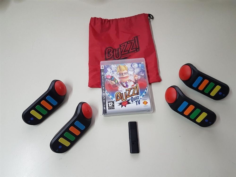 Buzz Quiz TV + 4 Wireless Buzzer /D,F,I für PS3 (Gebraucht) in ...