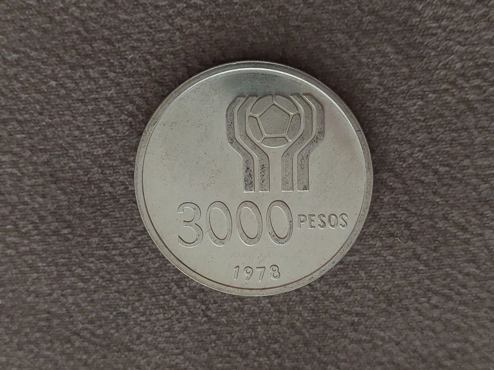 3000 Pesos Silbermünze 25 Gramm WM Argentinien 1978 (Gebraucht) in ...