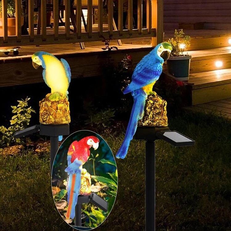 Blau LED Solarlampe Gartenlampe Außen Solarleuchte Papagei (Neu (gemäss Beschreibung)) in ...